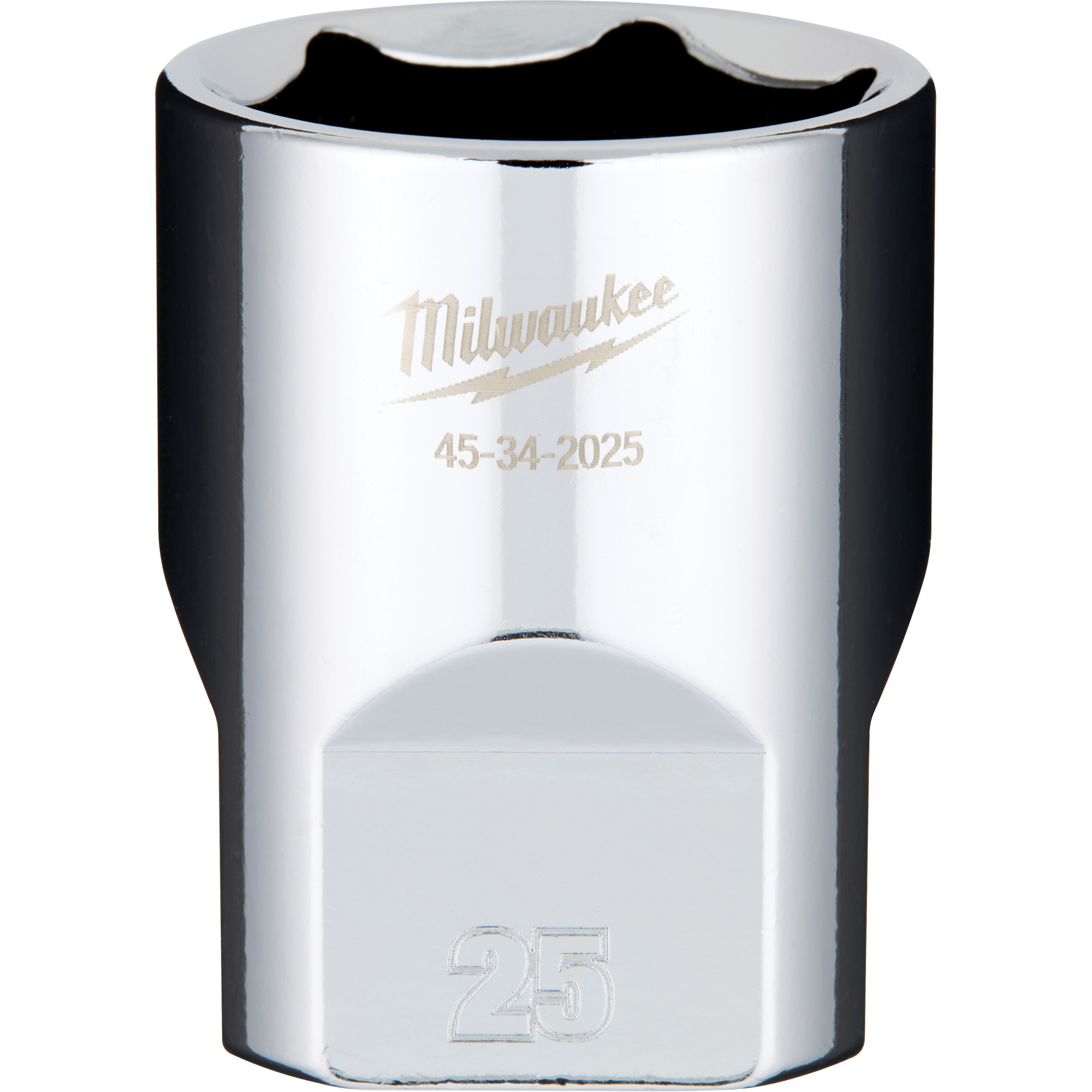 Milwaukee Metric Socket with Four Flat Sides, 25 mm, 1/2" Drive, 6 ...